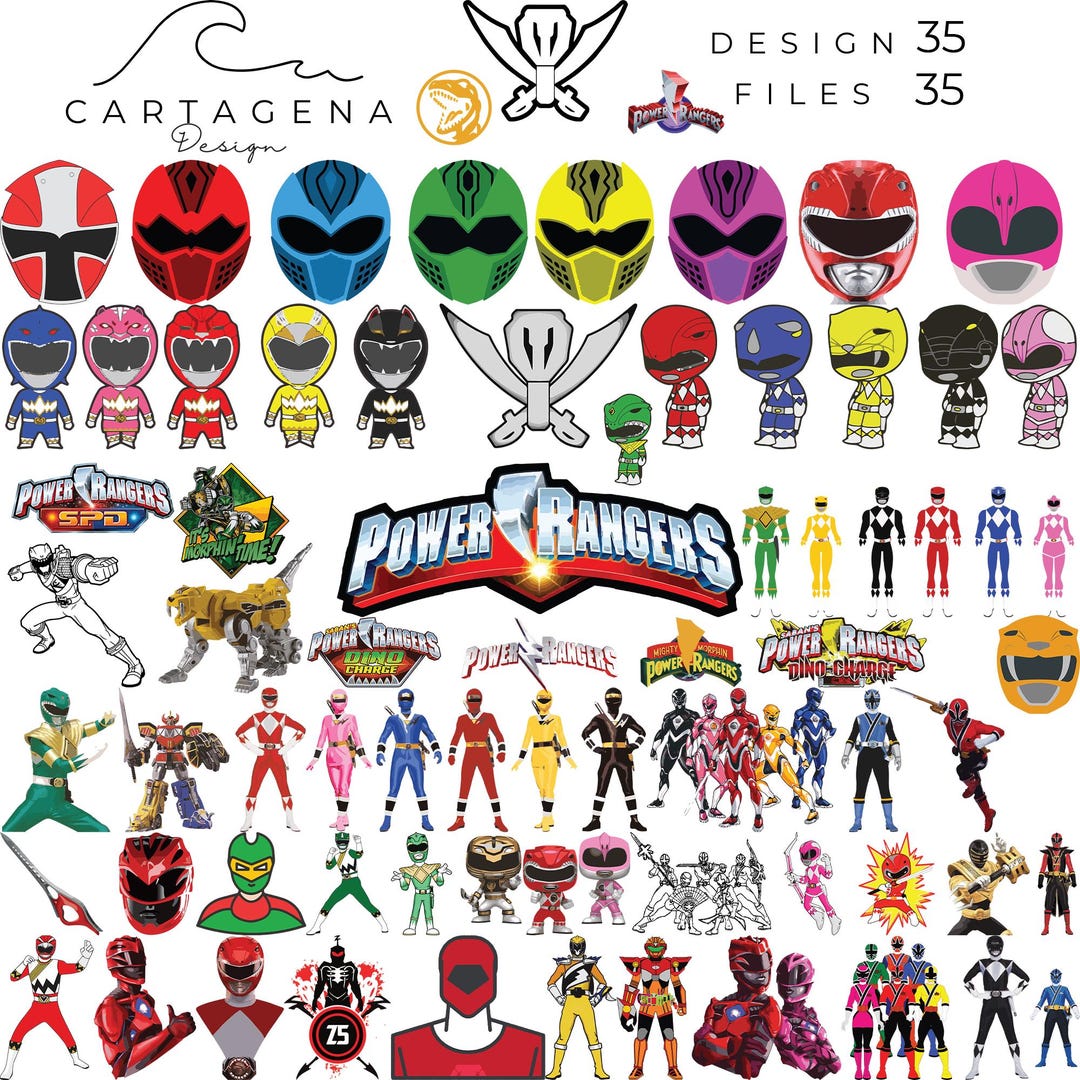 Power Rangers Chracters Svg // Digital Print / Bundle Birthday Party ...
