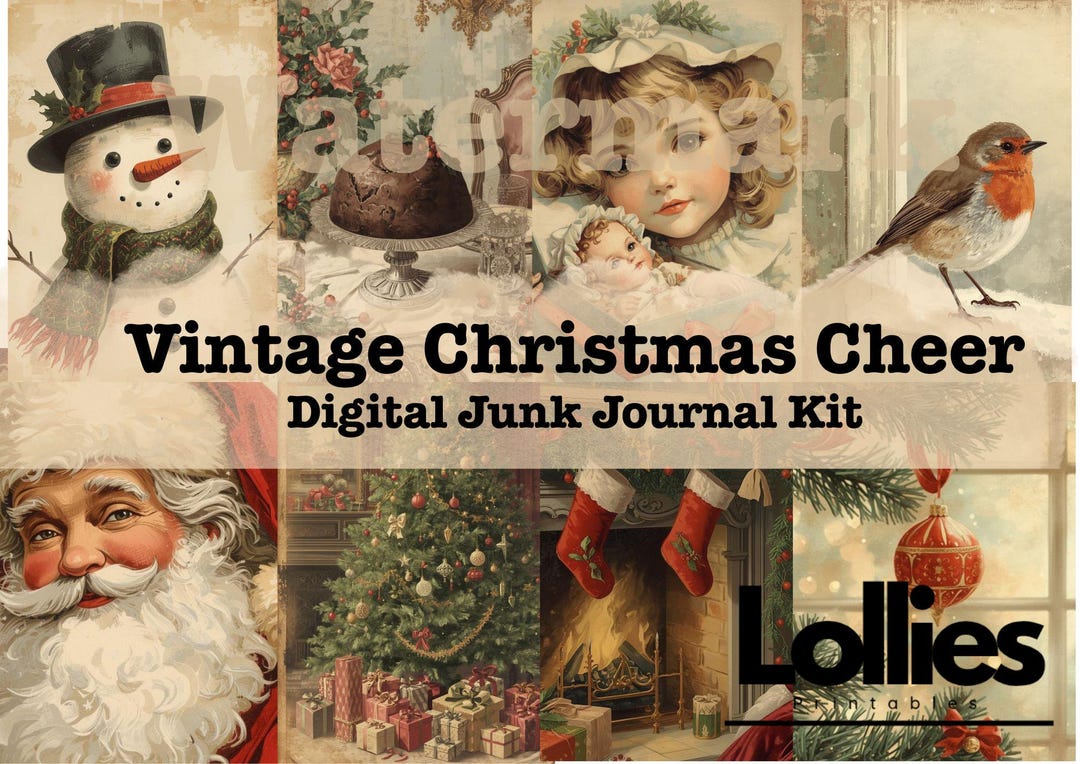 Vintage Christmas Cheer Digital Junk Journal Kit - Etsy