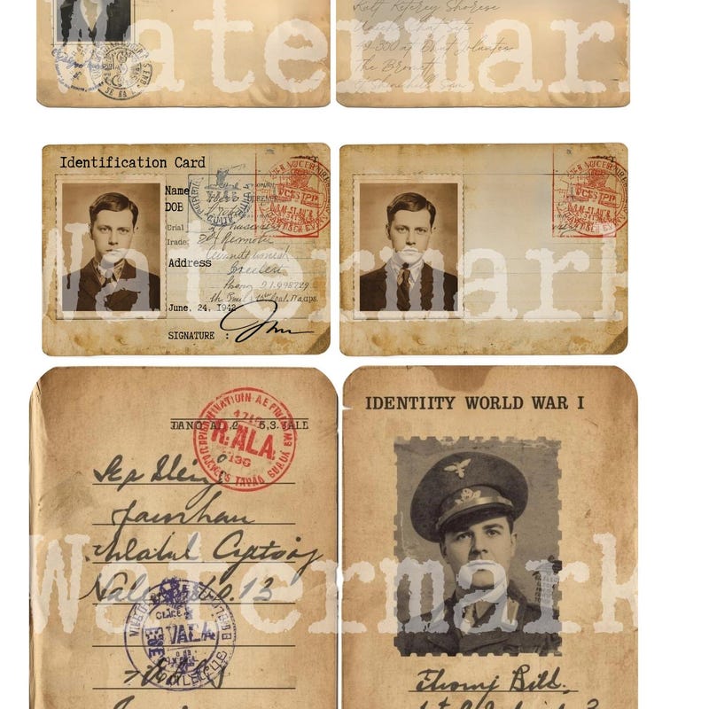 Vintage Identification Cards - Etsy