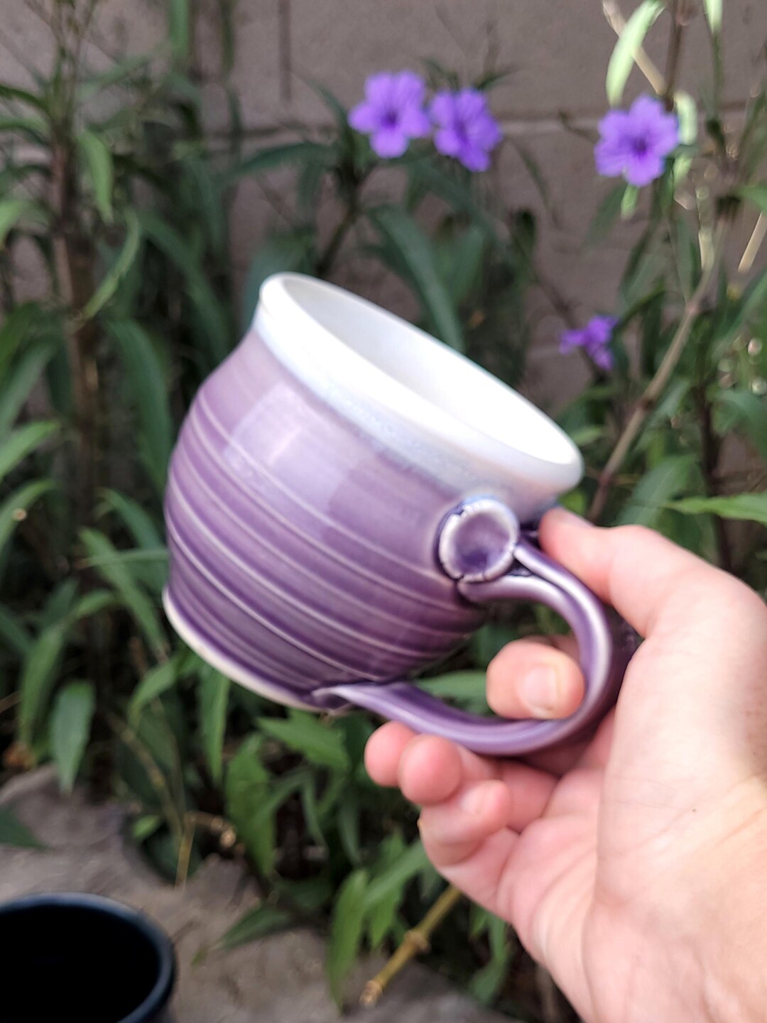 Lilac Textured Pottery Mugs - Handmade Coffee Mug Lilac and White ...