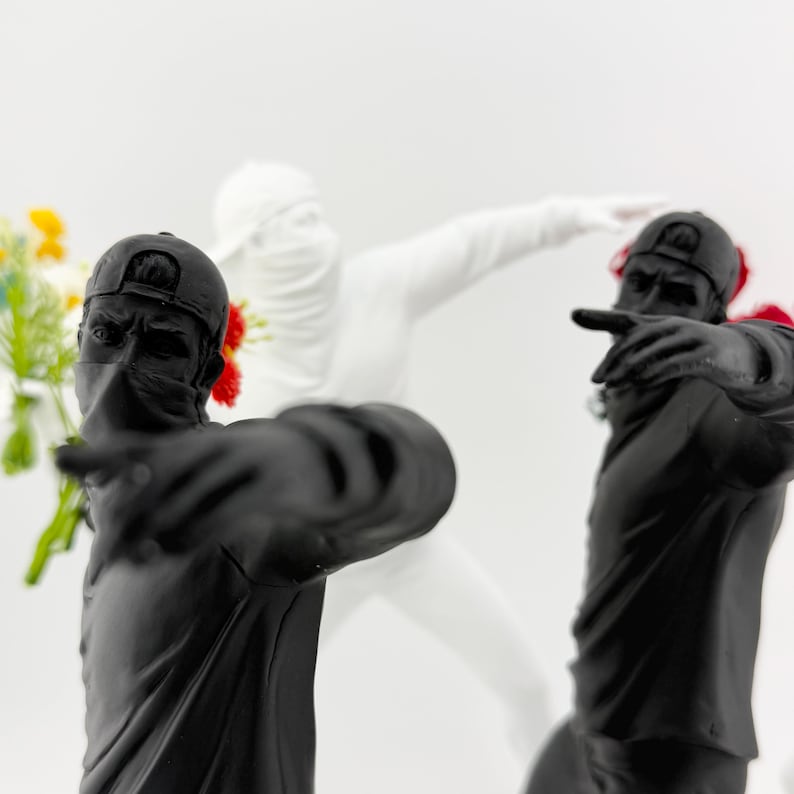 Banksy Flower Thrower Sculpture: Pop Art Resin Statue - Etsy