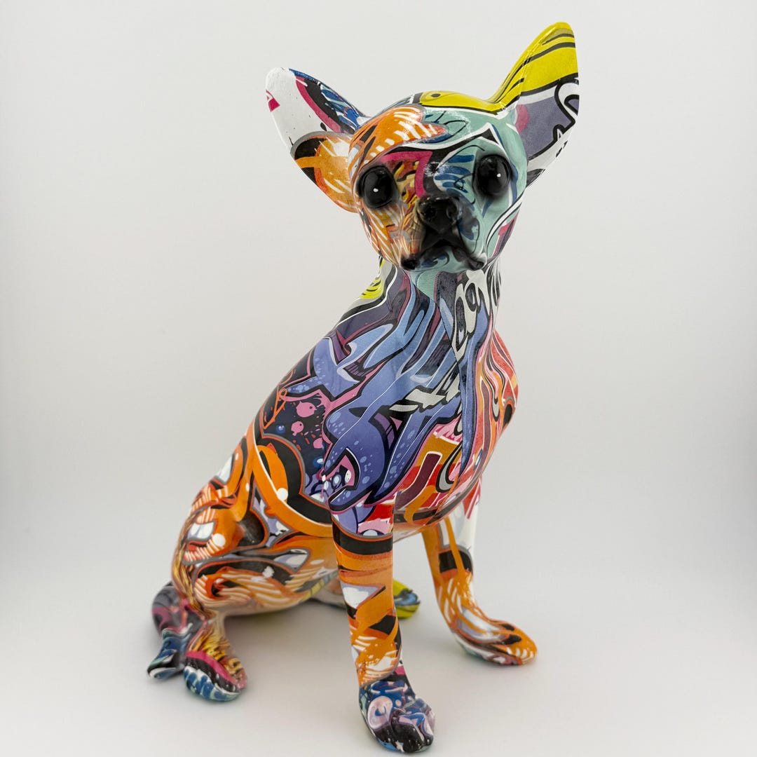 Graffiti Chihuahua Sculpture: Abstract Pop Art Resin Dog Figurine - Etsy