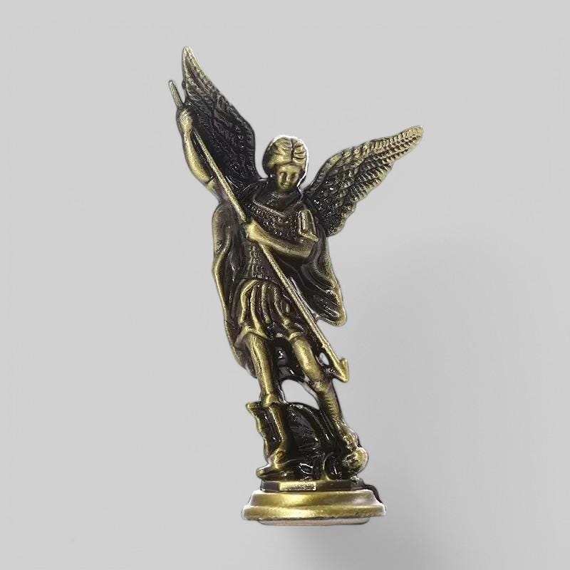 Saint Michael Archangel Statue - Metal Guardian Angel Figurine for ...