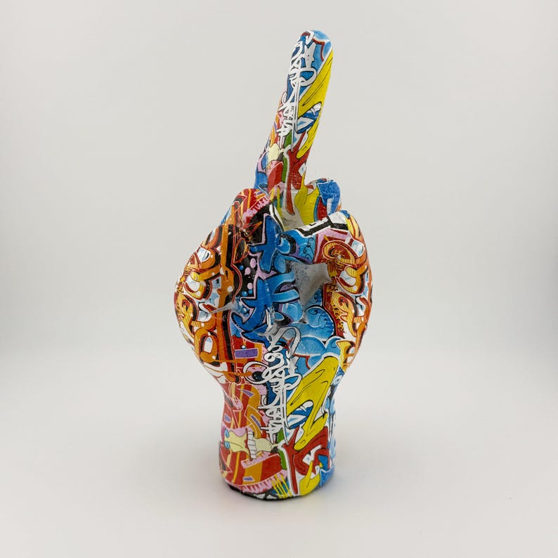 Graffiti Middle Finger Statue: Bold Resin Street Art Decor - Etsy