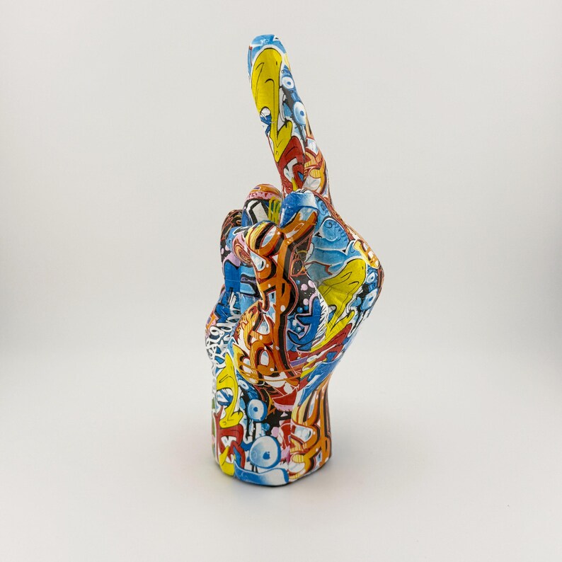 Graffiti Middle Finger Statue: Bold Resin Street Art Decor - Etsy
