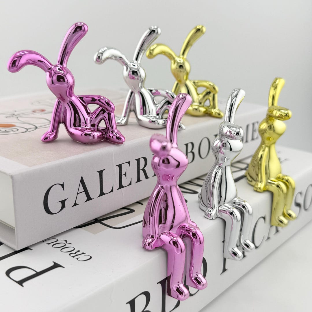 Metallic Rabbit Figurines – Shiny Easter Decoration, Modern Home Decor, Cute Kids Room ...