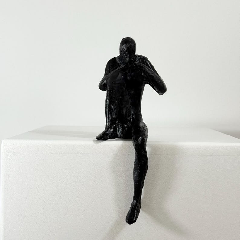 Modern Iron Sitting Figures – Abstract Minimalist Sculptures – Black ...