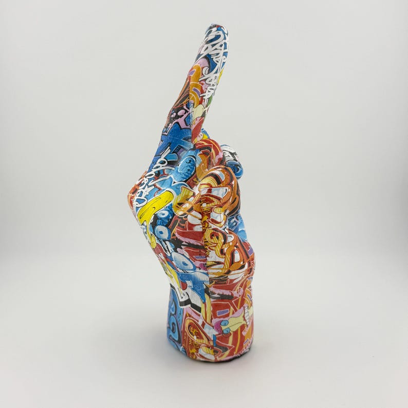 Graffiti Middle Finger Statue: Bold Resin Street Art Decor - Etsy