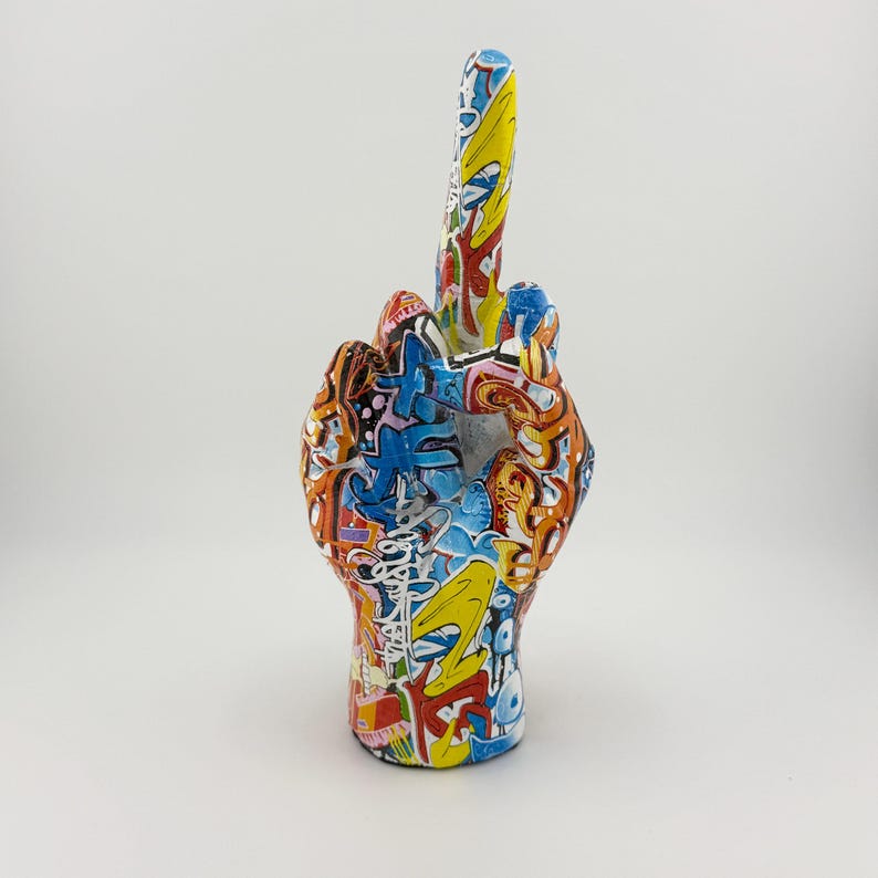 Graffiti Middle Finger Statue: Bold Resin Street Art Decor - Etsy