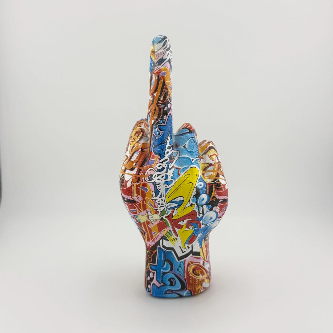 Graffiti Middle Finger Statue: Bold Resin Street Art Decor - Etsy