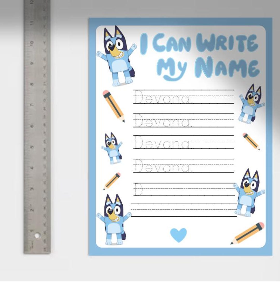 Bluey I Can Write My Name Sheet - Etsy