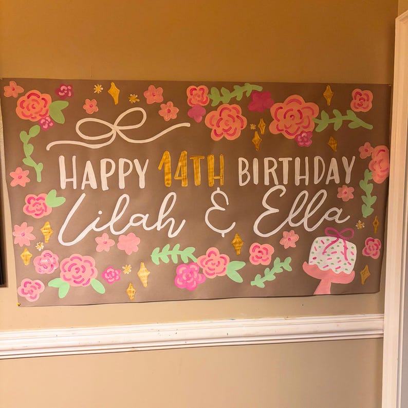 Custom Floral Birthday Banners - Etsy