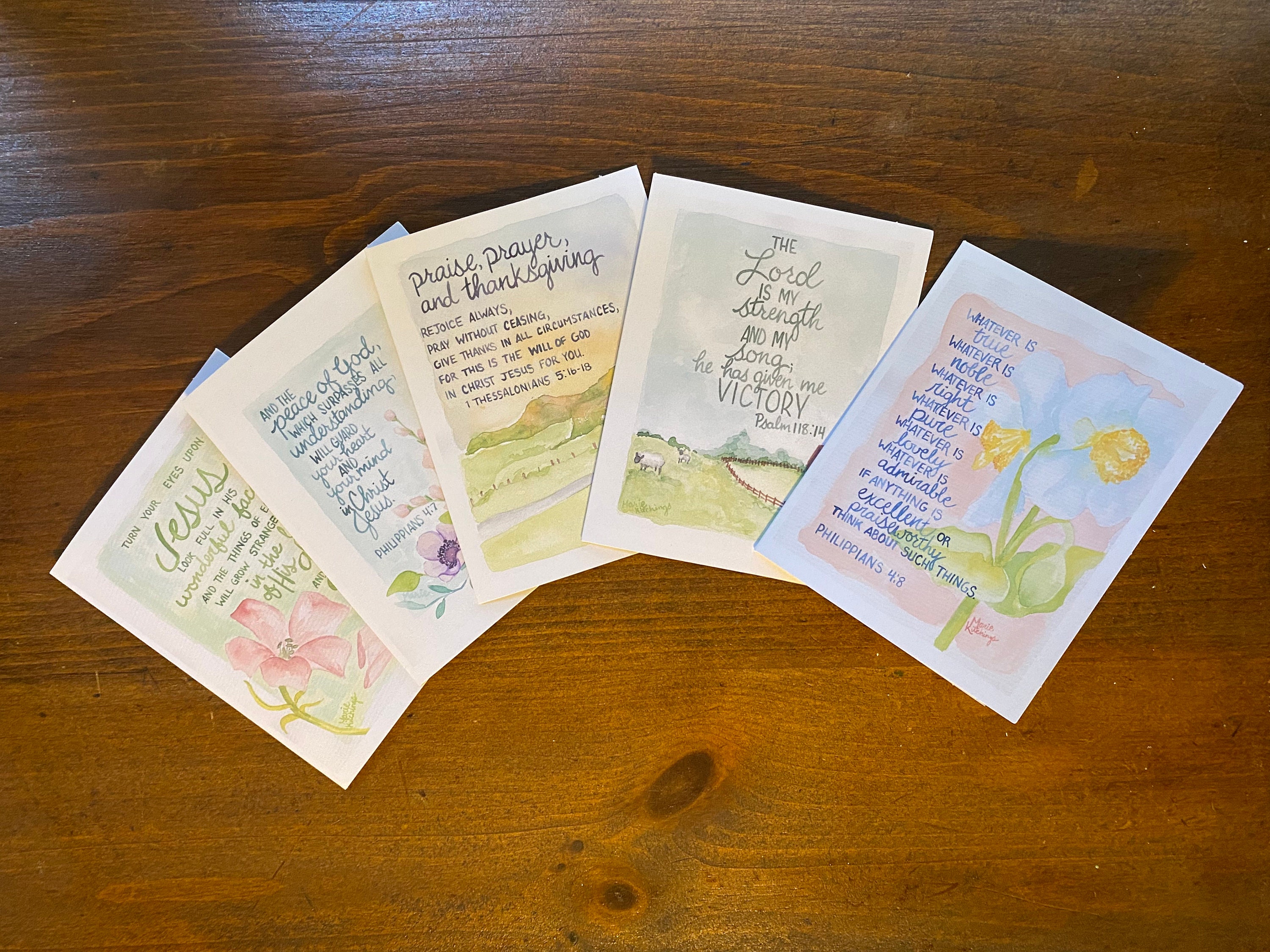 Scripture Card Set of 10 Bible Verse Watercolor Original Art - Etsy