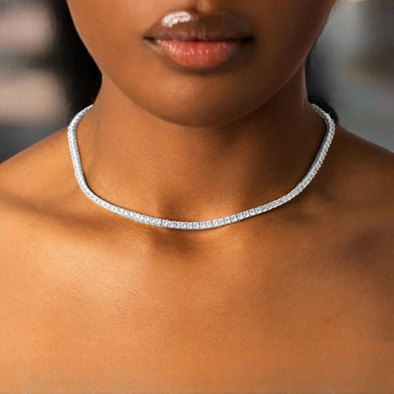 Moissanite Diamond Sterling Silver Tennis Chain - 2, 3, 4 MM - Etsy ...