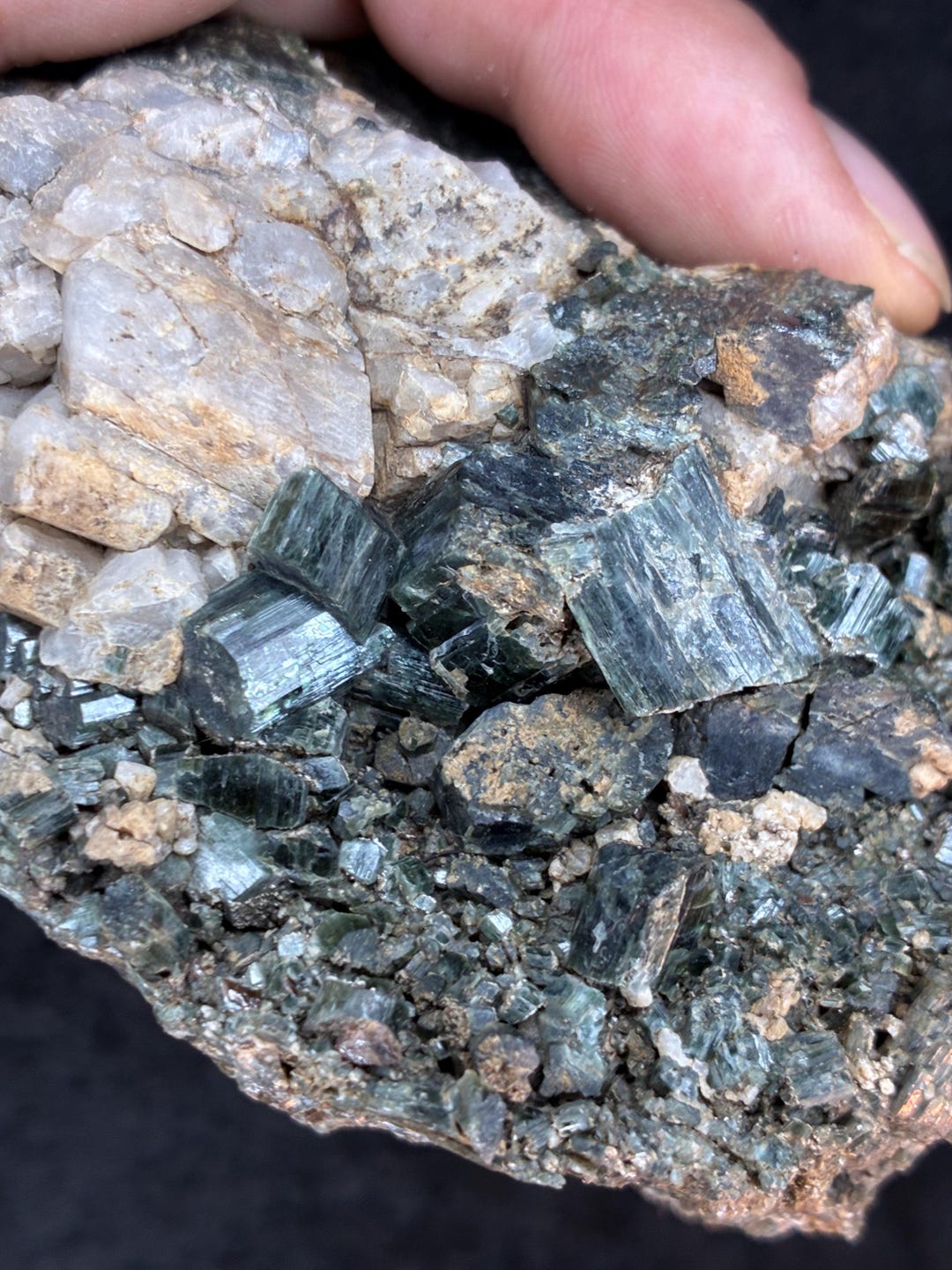 Dark Green Actinolite and Feldspar on Matrix, Chelsea, Quebec, Canada ...