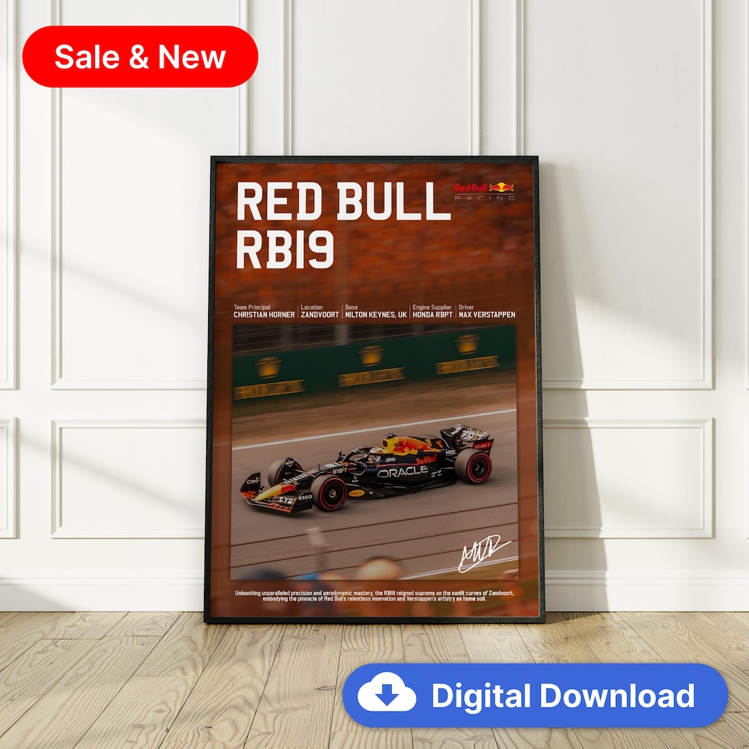 Red Bull RB19 Poster F1 Posters F1 Prints Red Bull Poster Sport Car ...
