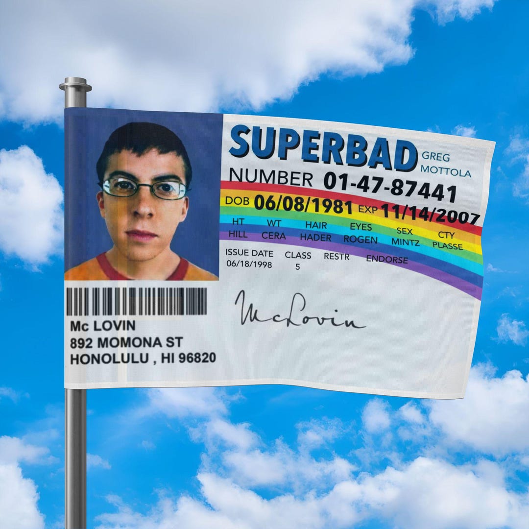 Mclovin ID Card Funny Flag - Superbad License Plate, Movie-themed Décor ...
