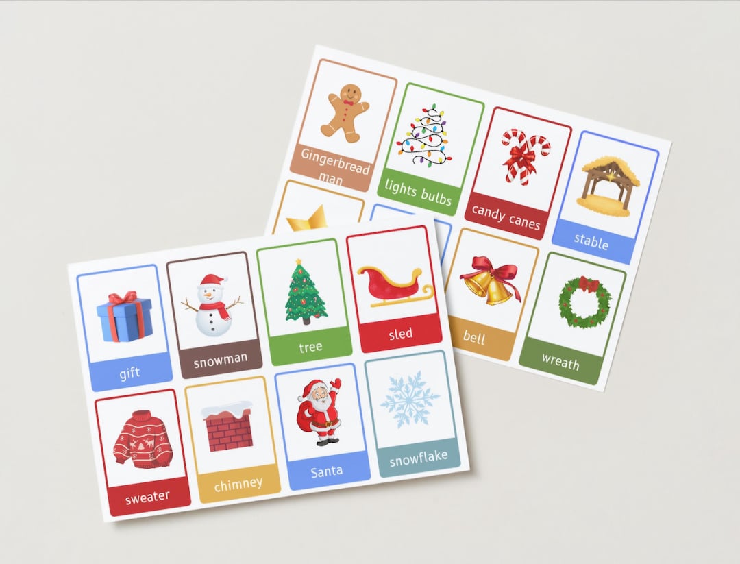 Christmas Themed Picture Flashcards for Kids Christmas Images , Nursery ...