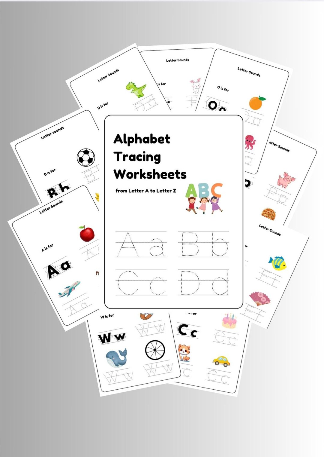 Alphabet Tracing Letter Sounds Worksheets Preschool ABC Tracing ...