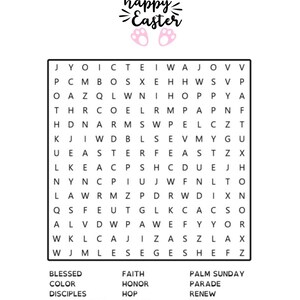 Easter Word Search Printable Fun Activity Worksheets Pdf - Etsy