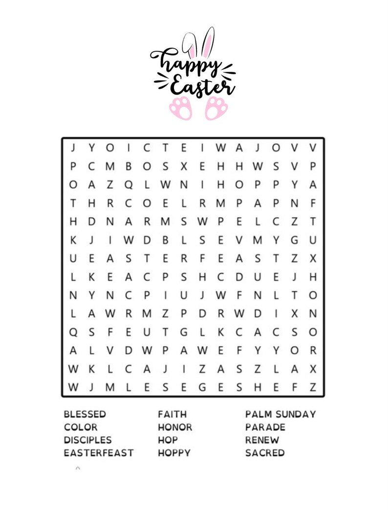 Easter Word Search Printable Fun Activity Worksheets Pdf - Etsy