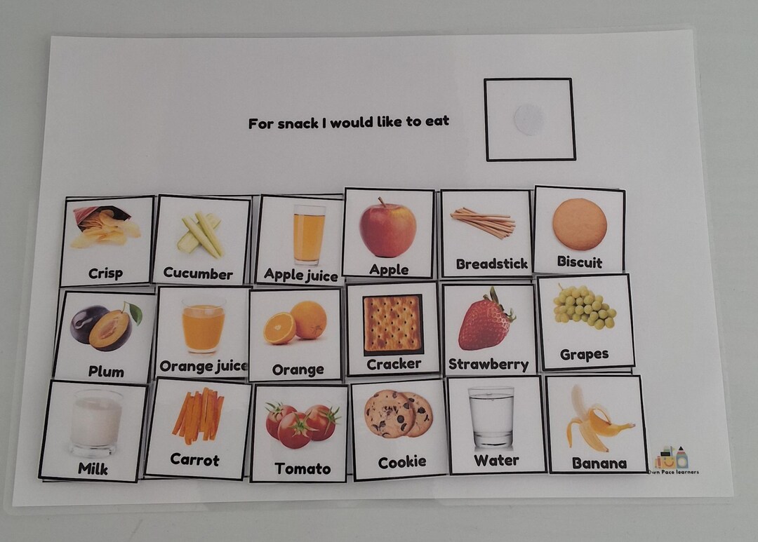 Communication Board for Snack Time Autism,adhd,sen Non Verbal ...