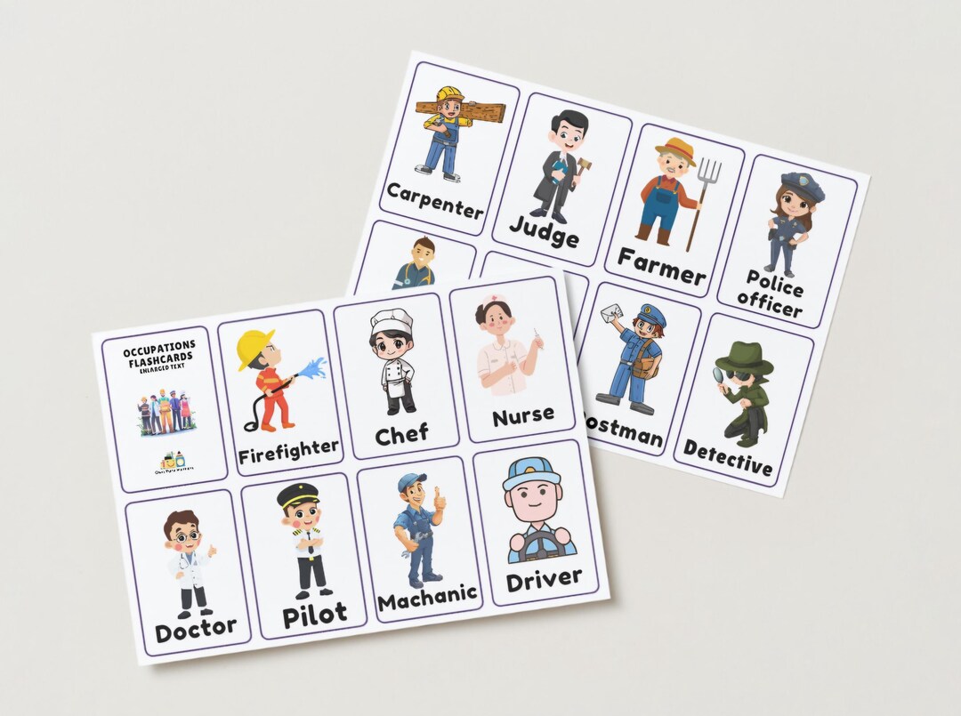 Occupations Flashcards-sen Adapted-large Images & Text for Easy ...