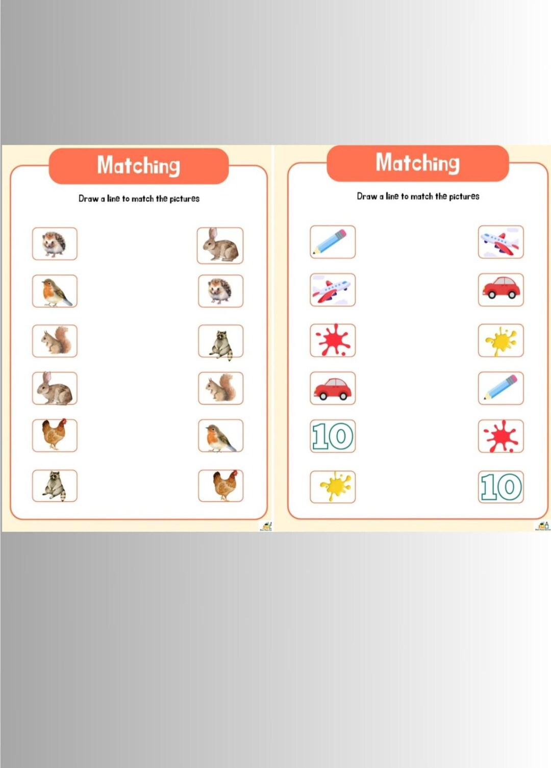 Draw a Line Matching Educational Activity Worksheets Preschoolers ...