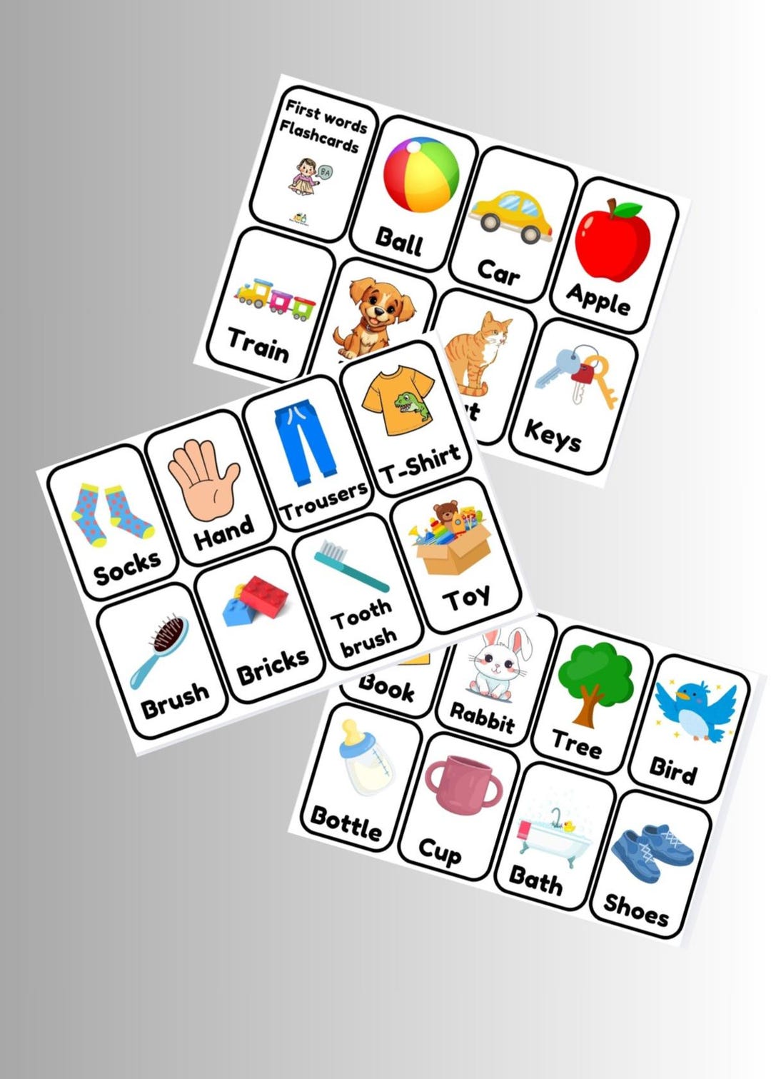 First Words Flashcards-sen Adapted-large Images & Text for Easy ...