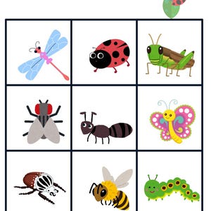 Insect Printable Memory Matching Game for Toddlers Preschool/ Home ...