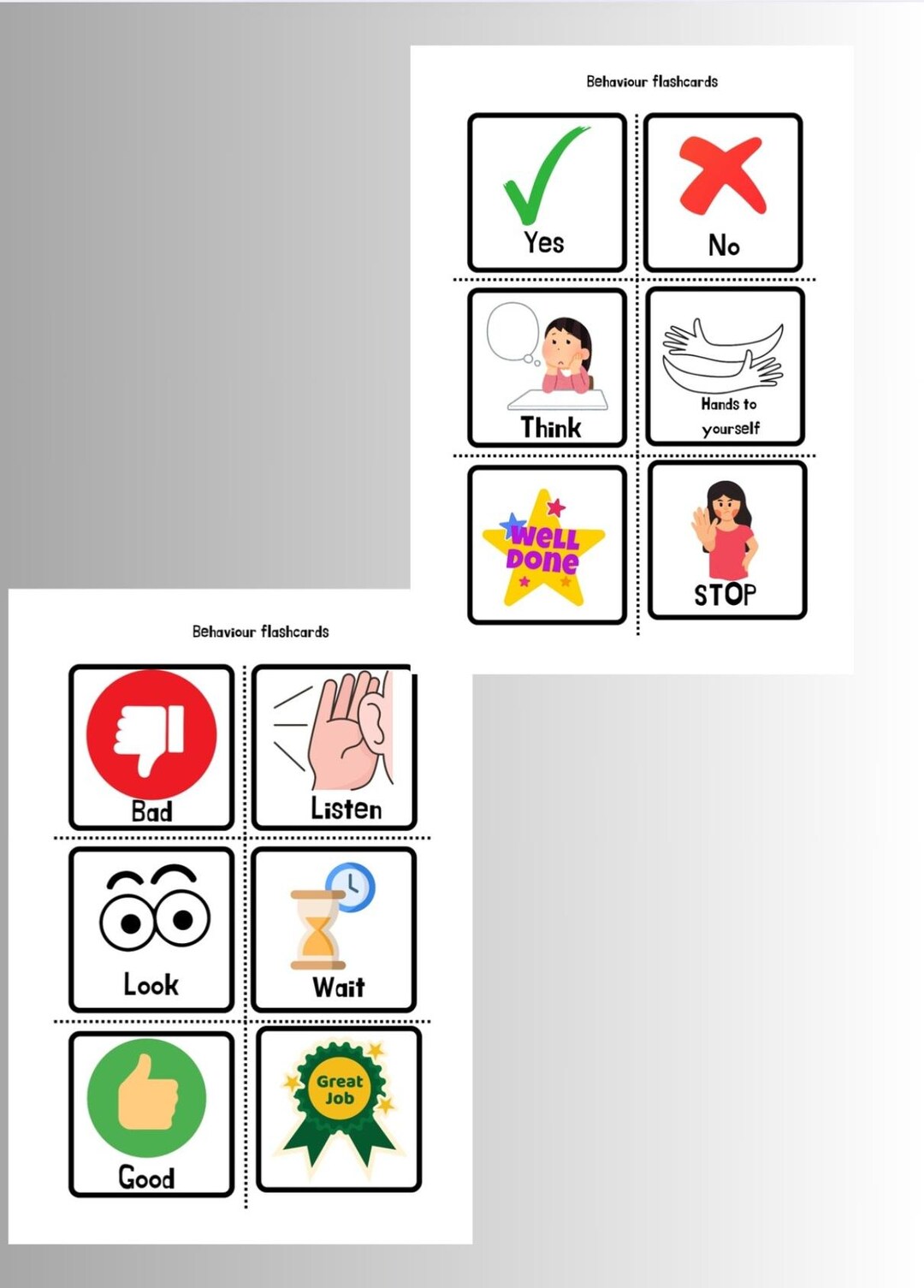 Behaviour Flashcards, Visual Behaviour Cue Cards, Visual Supports, Non ...