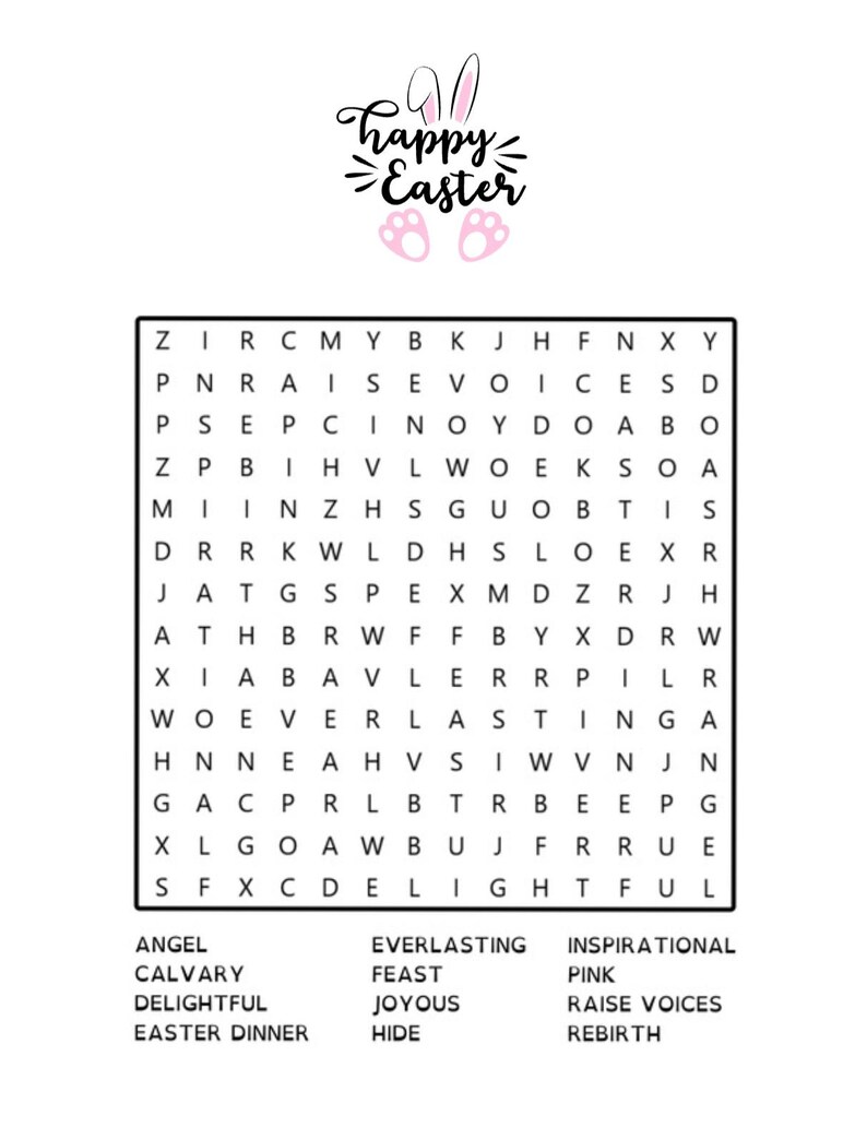 Easter Word Search Printable Fun Activity Worksheets Pdf - Etsy