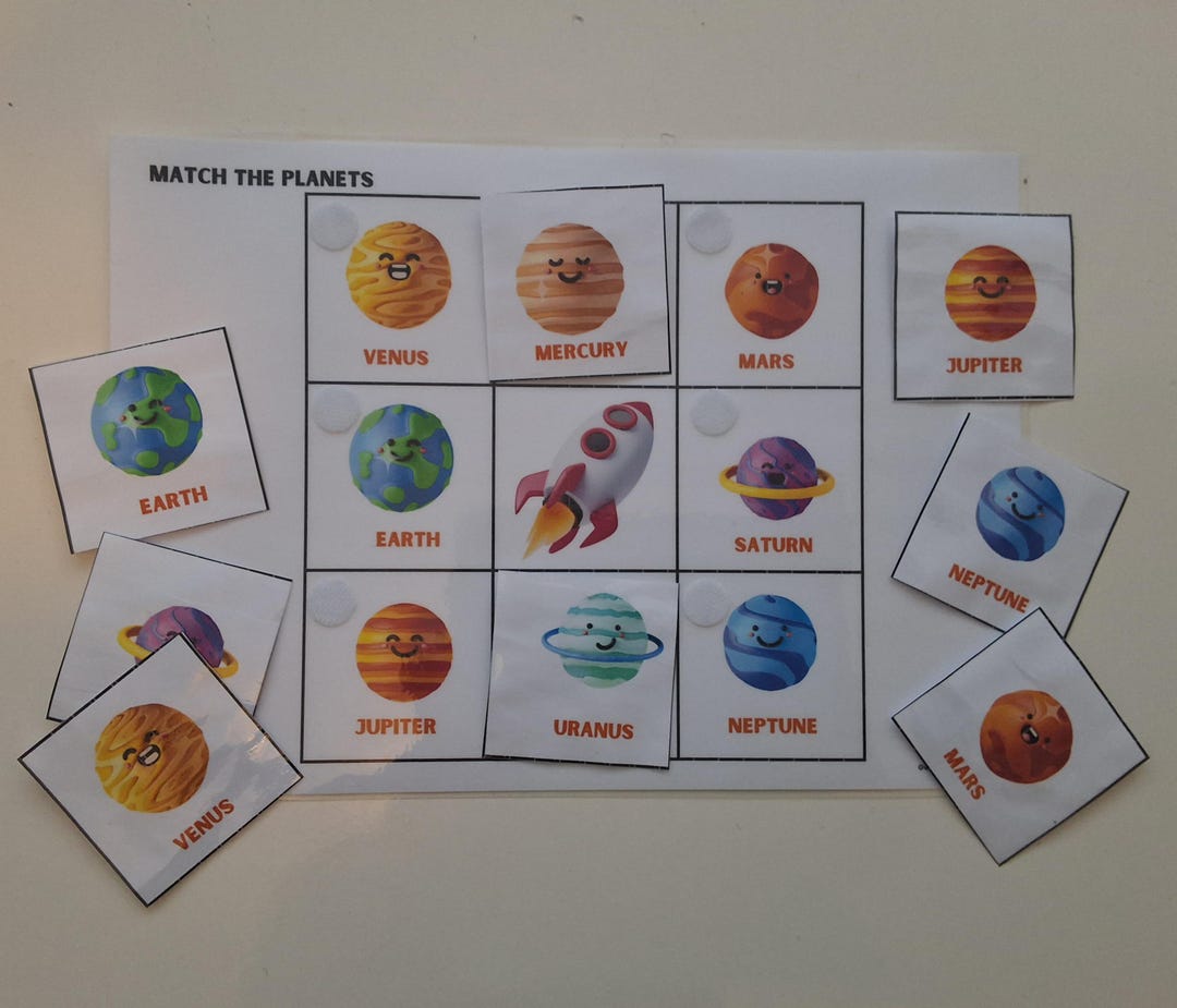 Matching Game Printable Memory Space Planet Matching Game for Toddlers ...