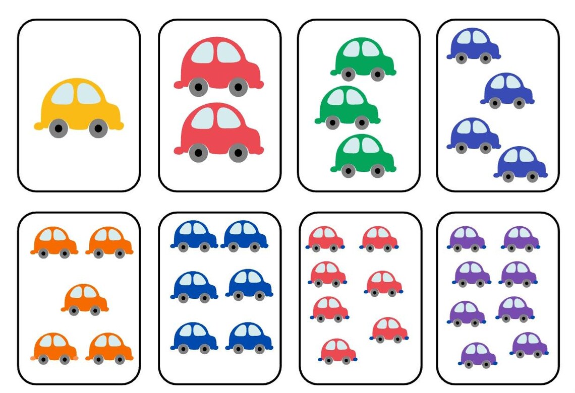Matching Game Printable Cars Memory Game for Toddlers / Preschool/ Home ...