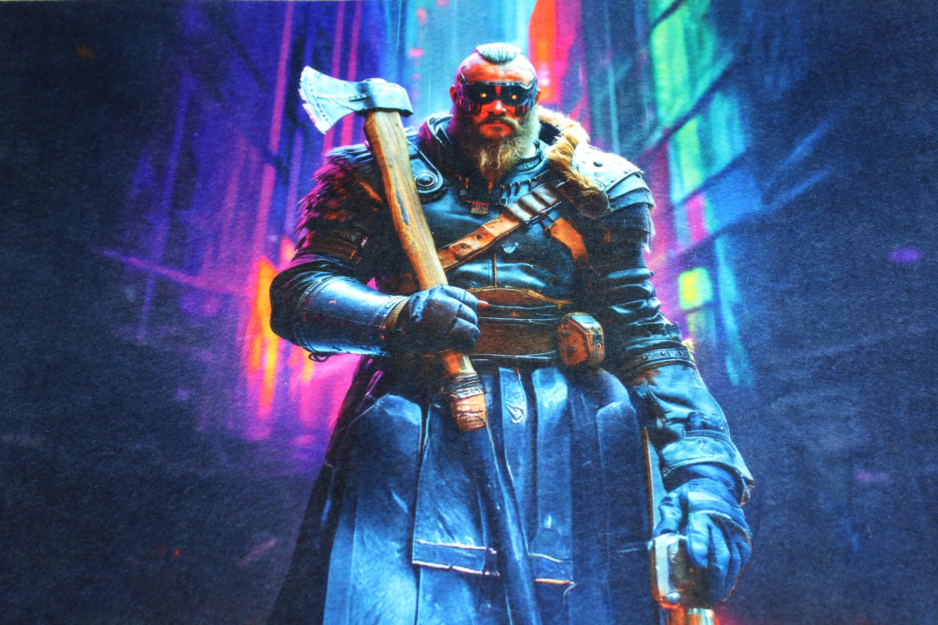 Futuristic Norse Deskmat | 85x48cm XL Felt Mousepad | Tech Viking ...