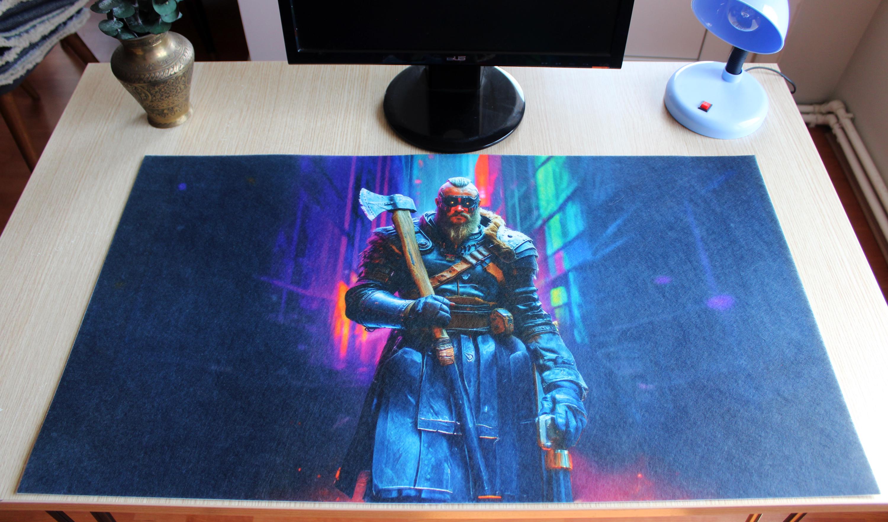 Futuristic Norse Deskmat | 85x48cm XL Felt Mousepad | Tech Viking ...