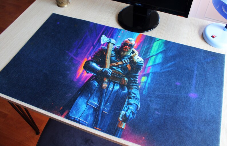 Futuristic Norse Deskmat | 85x48cm XL Felt Mousepad | Tech Viking ...