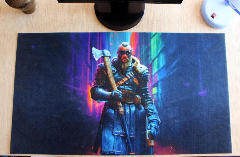 Futuristic Norse Deskmat | 85x48cm XL Felt Mousepad | Tech Viking ...