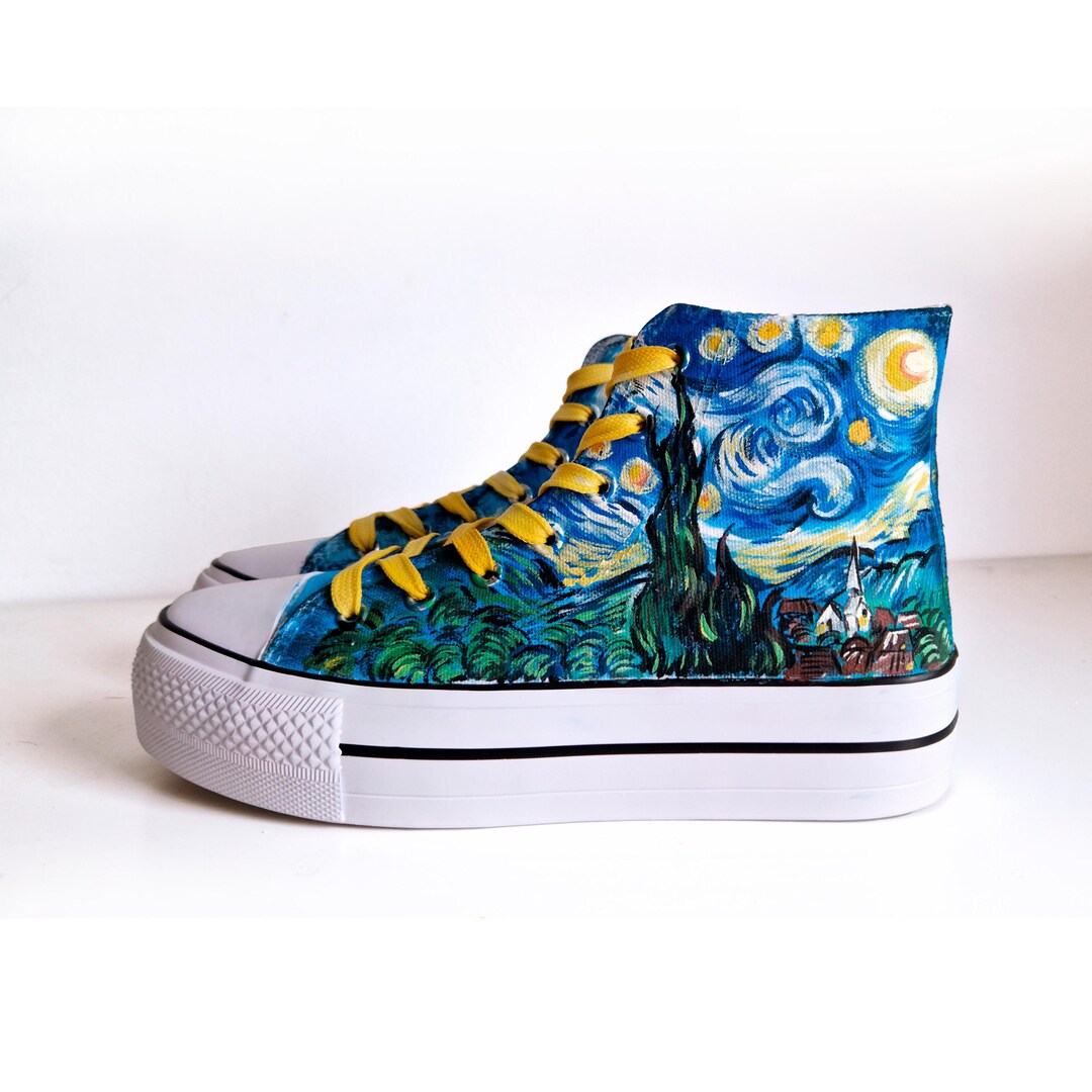 Hand-painted Art Sneakers: Custom Starry Night Shoes - Etsy