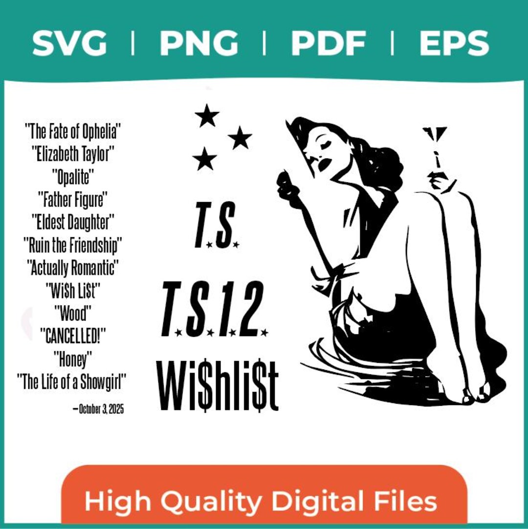 Full Tracklist Wishlist Design: Vintage Glam PNG SVG PDF (digital ...