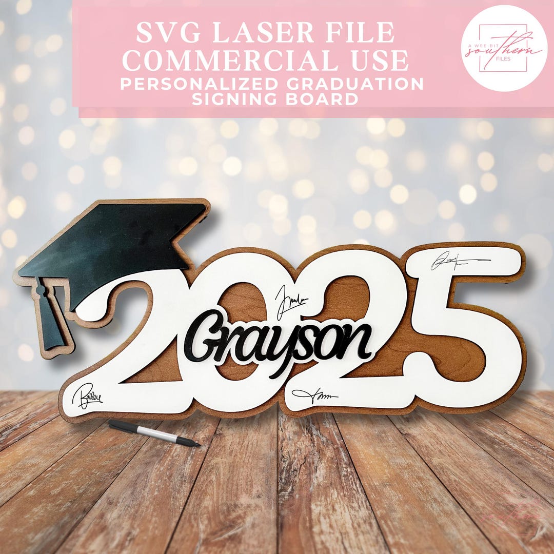 Personalized Graduation Signing Board SVG: Class of 2025 Guest Book ...