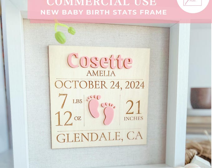 New Baby Birth Stats Frame SVG File, Personalized Gift - Etsy Canada
