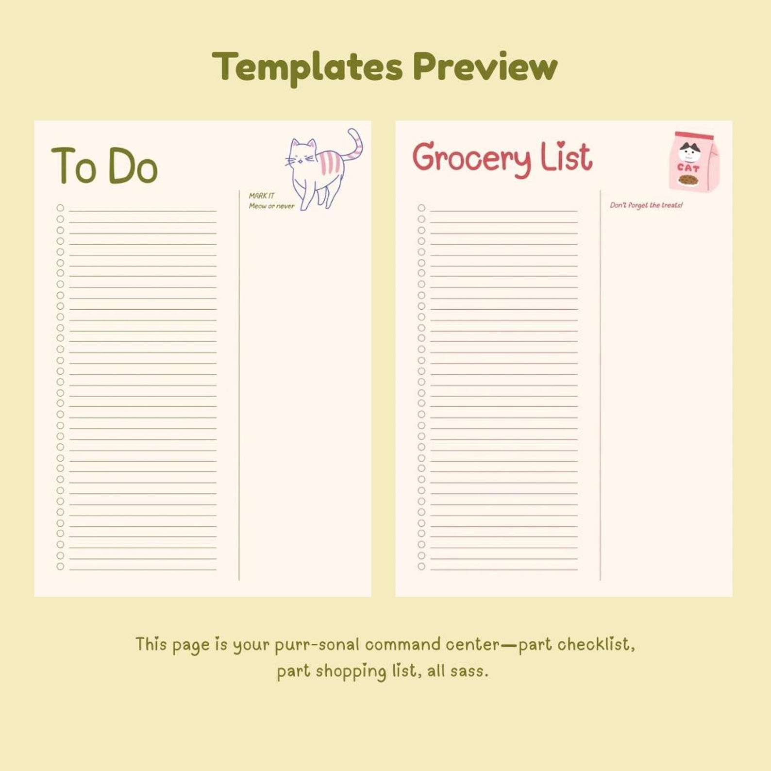 PURR-FECT LIFE | Cute Cat Digital Daily, Monthly, Weekly Planner ...