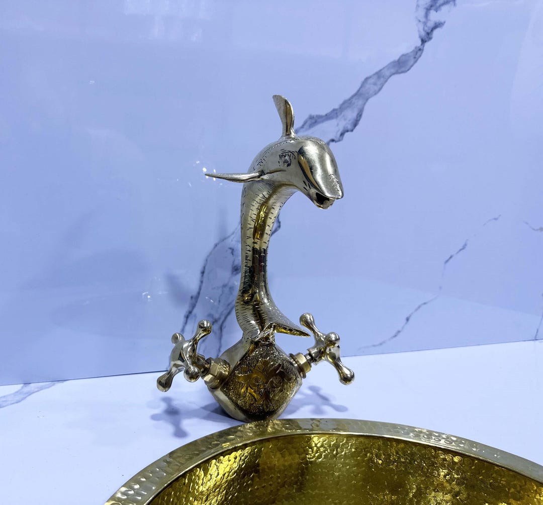 Handcrafted Brass Dolphin Spout Faucet: Moroccan Artisan Water Tap - Etsy