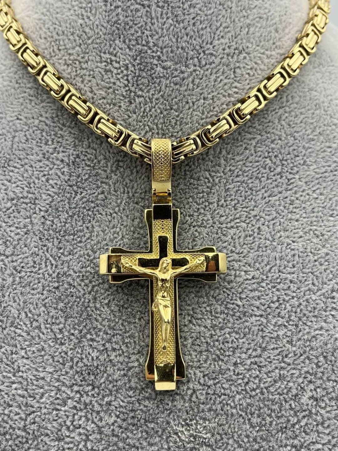 Gold Cross Necklace 14K Gold Cross Pendant for Men Orthodox Cross ...