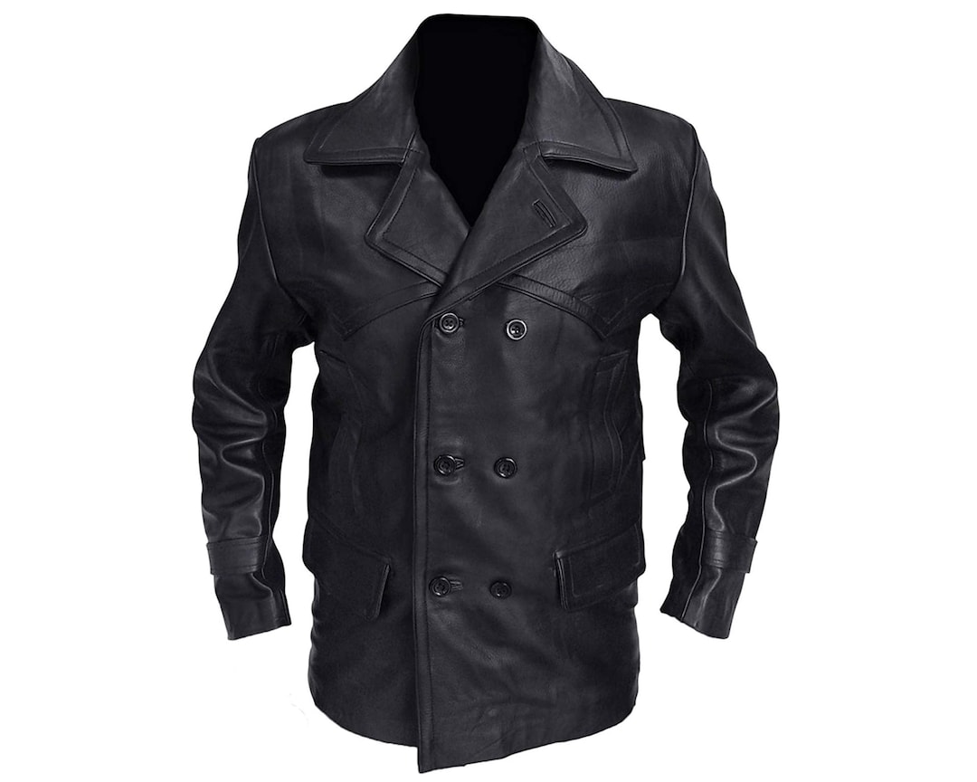 Handmade Double Breasted Naval Black Sheepskin Leather Naval Pea Coat for Men - Etsy