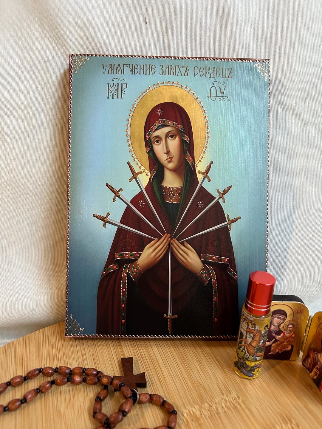 Holy Virgin Mary of Seven Swords Icon: Byzantine Greek Orthodox Art - Etsy