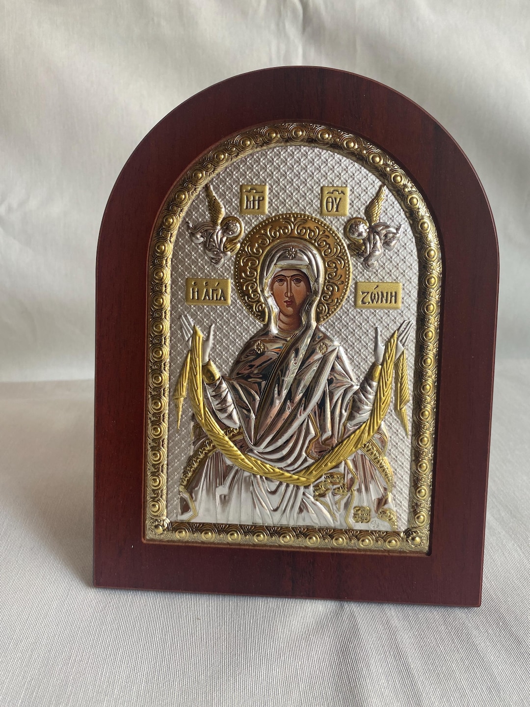 Virgin Mary the Holy Belt Byzantine Silver Orthodox Icon Greek Orthodox ...