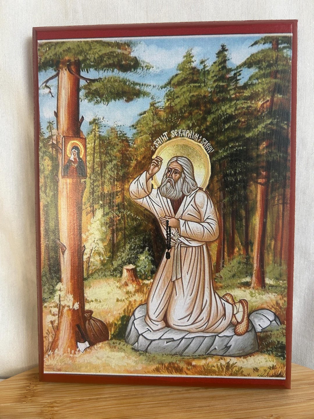 Saint Seraphim of Sarov Icon: Byzantine Orthodox Art, Printed on Wood ...