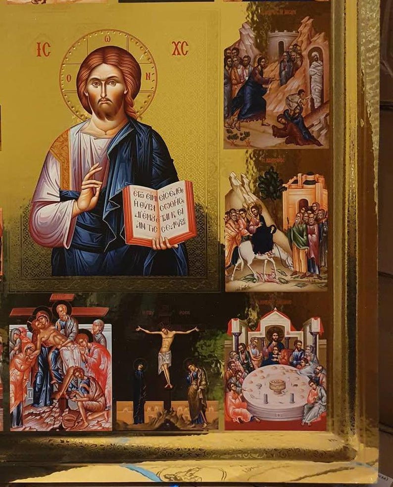 Jesus Christ Orthodox Icon With a Polished Look and Water Gilded Shiny ...